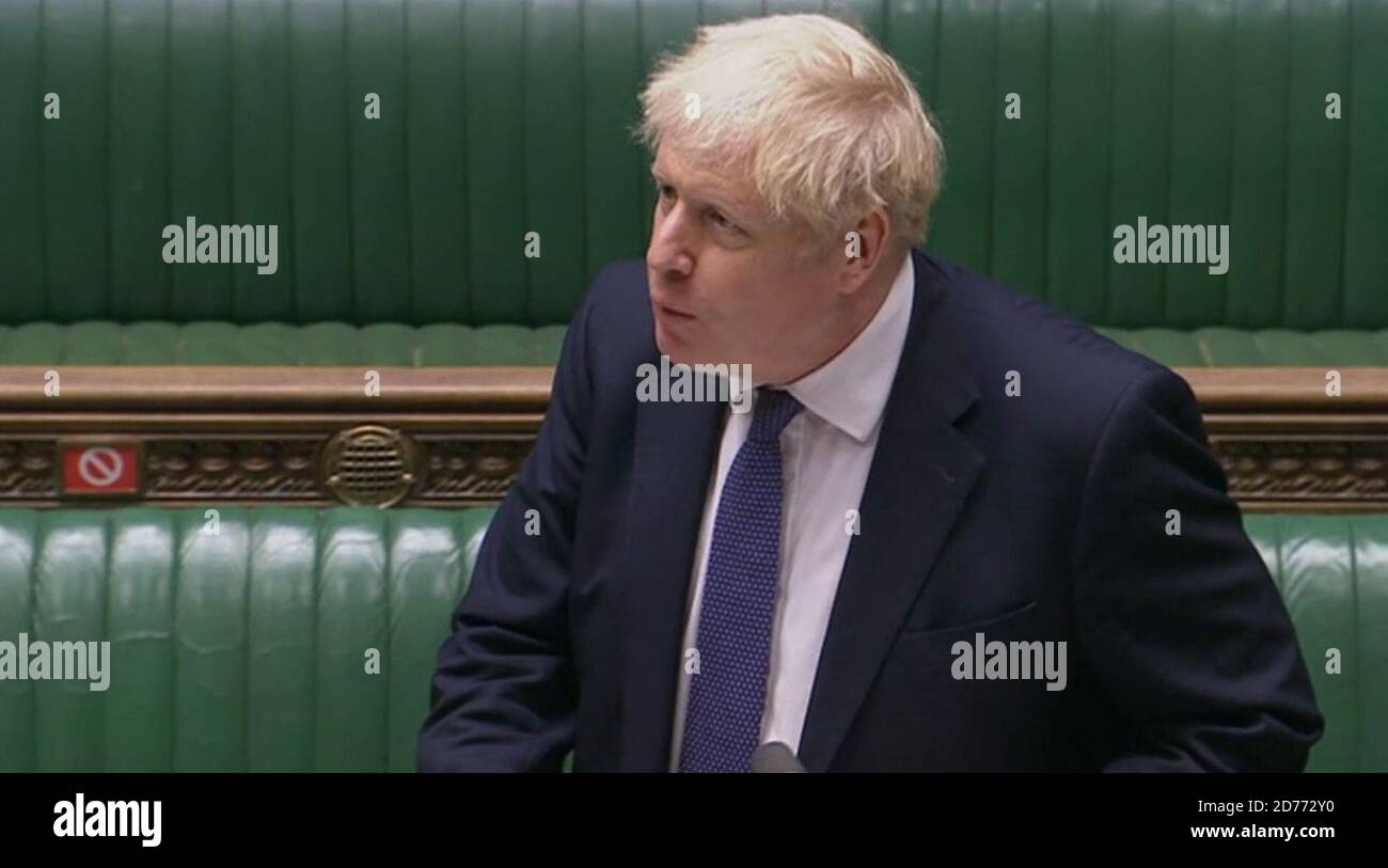 Prime Minister Boris Johnson speaks during Prime Minister's Questions ...
