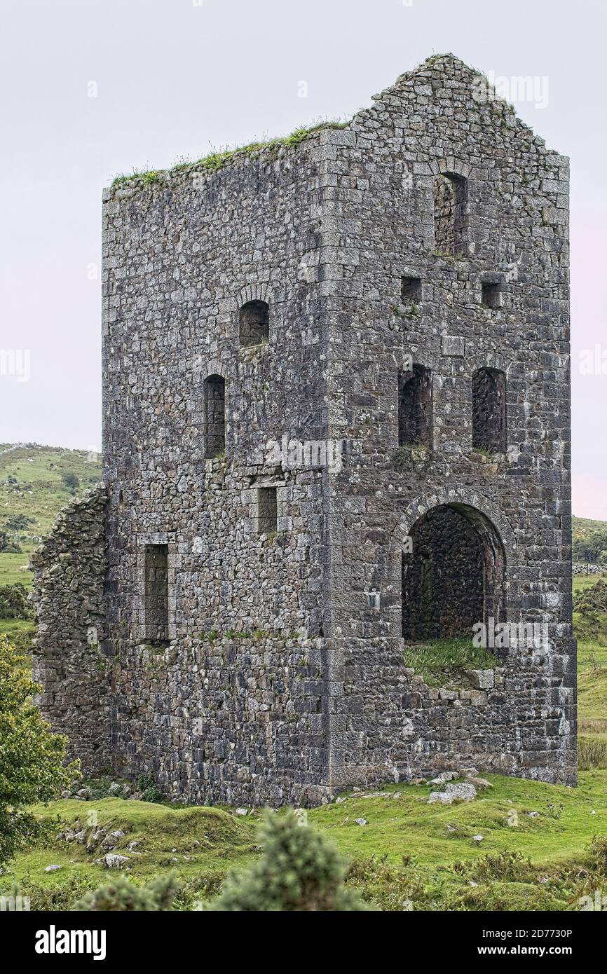 An old ruined Cornish mine building near Minions, Cornwall, England, UK ...