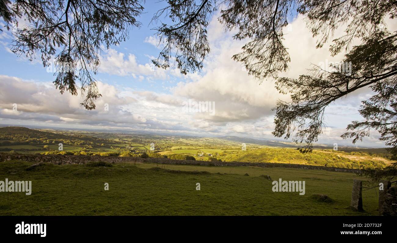 Farmland in east Cornwall as viewed from the Cheeswring Farm, Minions ...