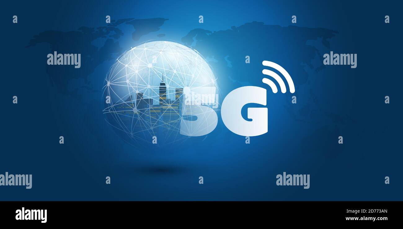 Futuristic Global 5G Mobile Networks Concept with Glowing Nodes on ...