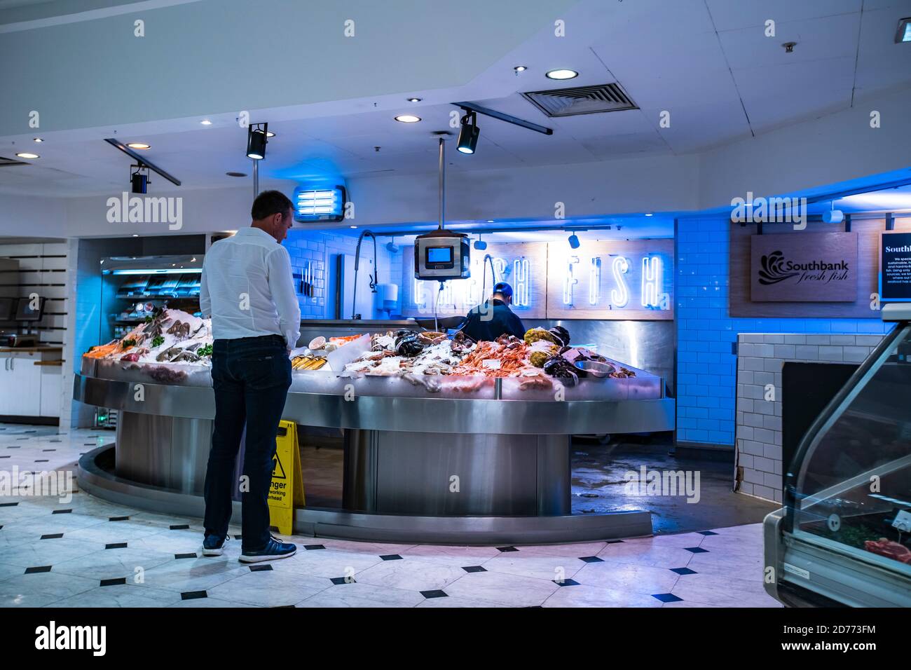 Selfridges food hall fresh fish and seafood arragement display London ...