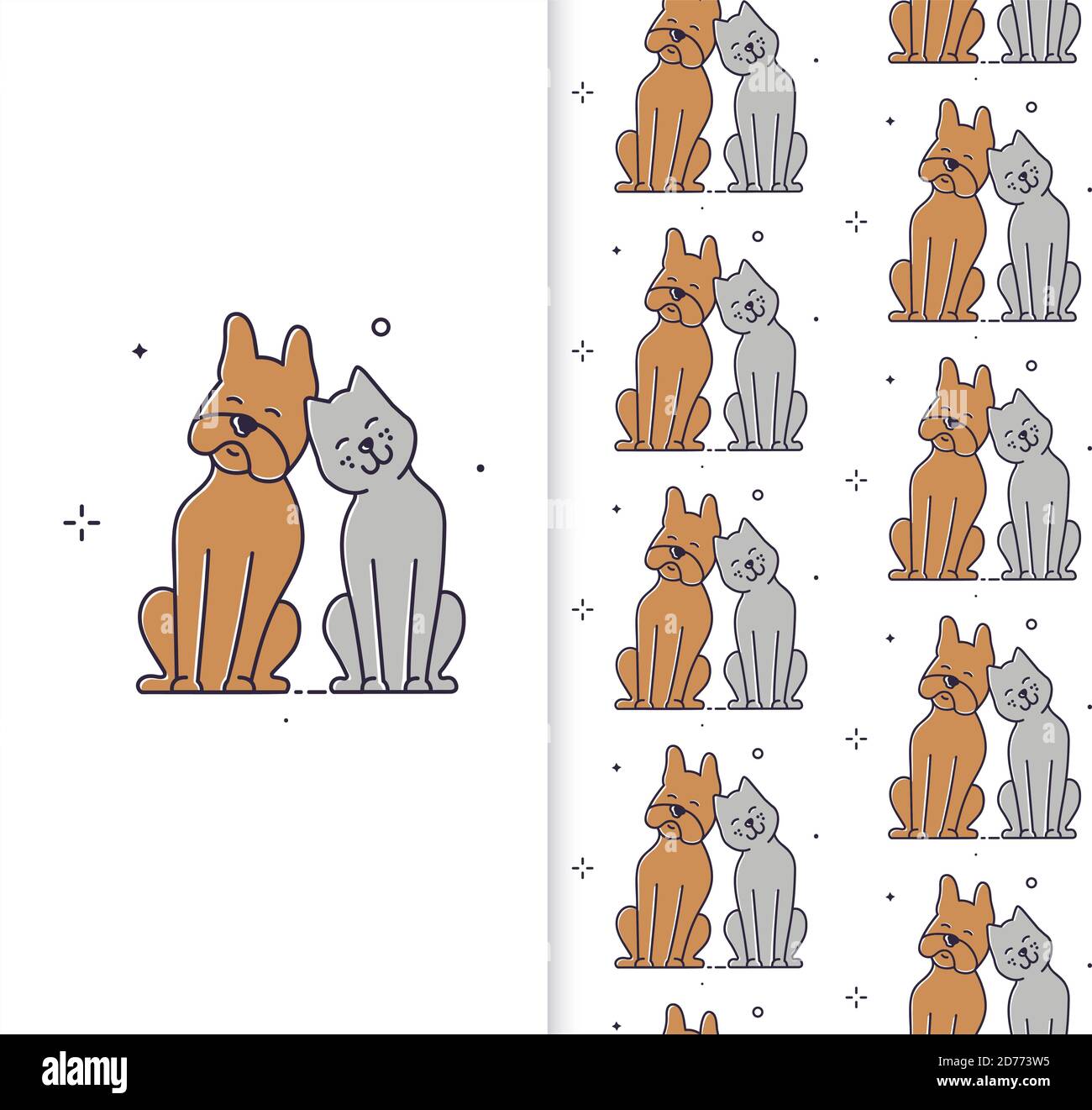 Dog and cat seamless pattern on a white background Stock Vector Image ...