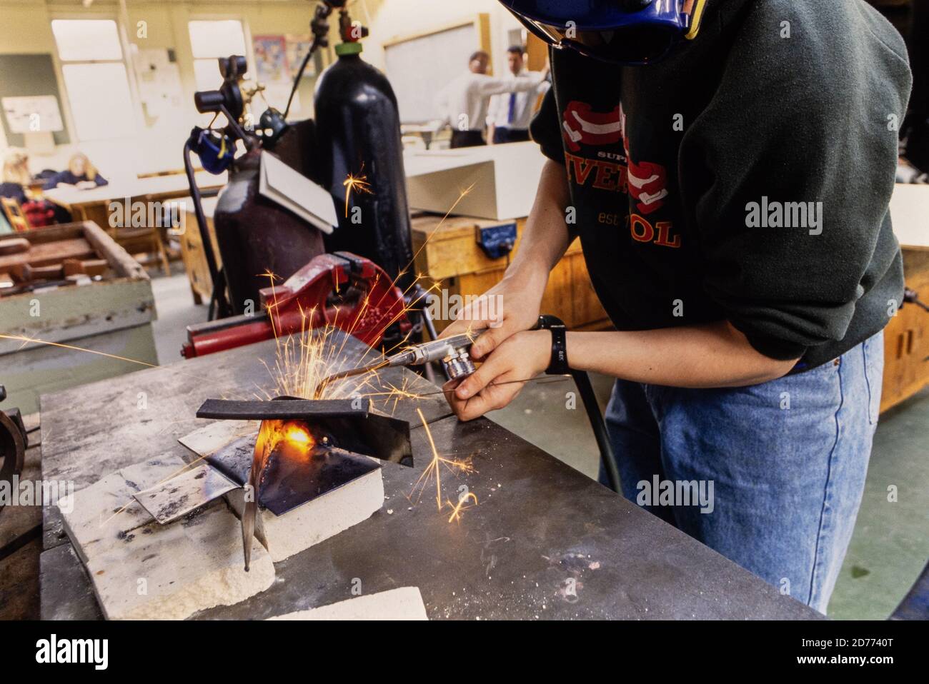 Sixth form student working on a small scale welding exercise at ...
