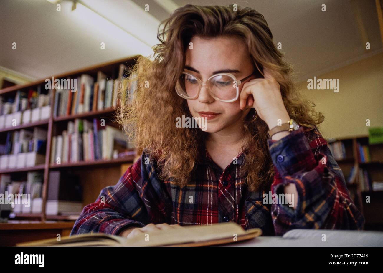 Sixth form student working in the college library at Thetford Sixth ...