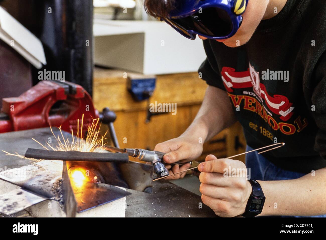 Sixth form student working on a small scale welding exercise at ...