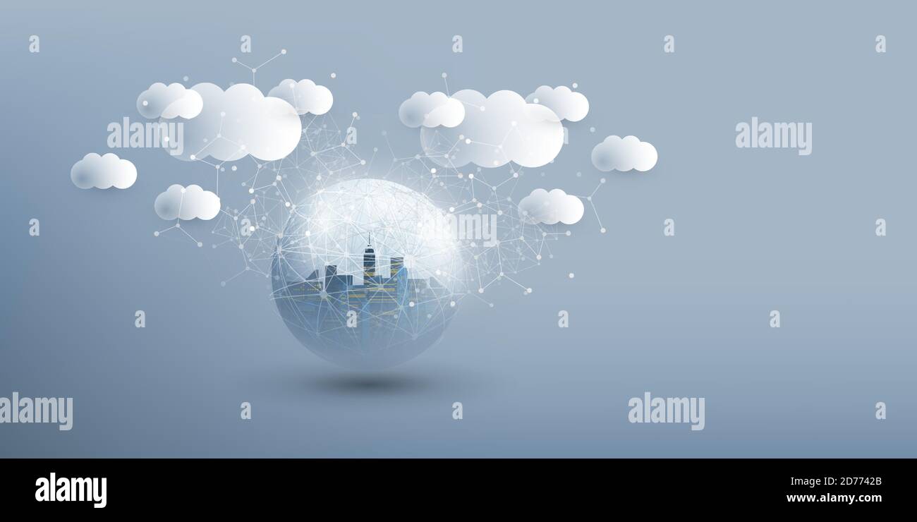 Smart City, Cloud Computing Design Concept with Transparent Globe and ...