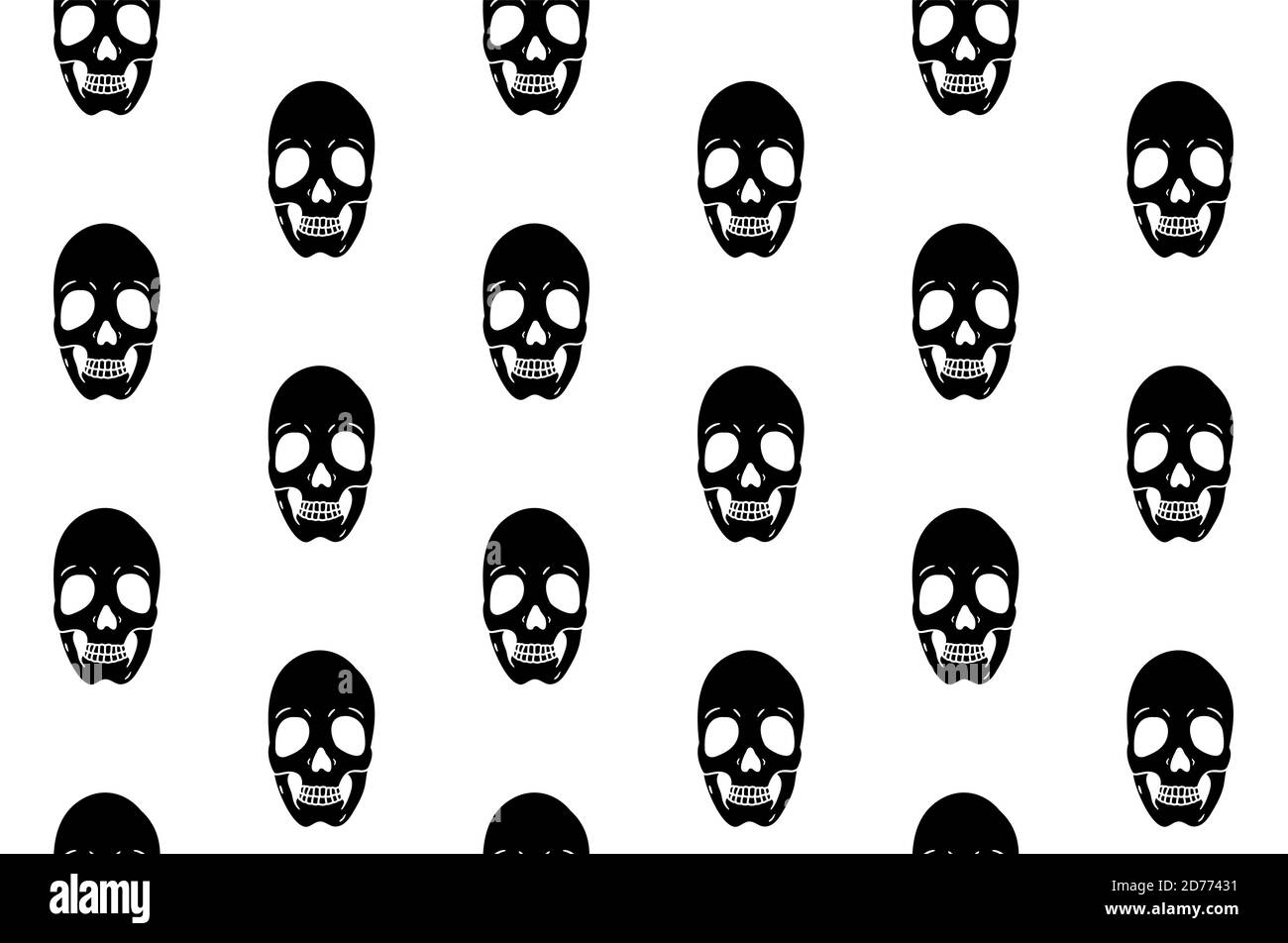 Black skulls seamless pattern on white background Stock Vector Image ...
