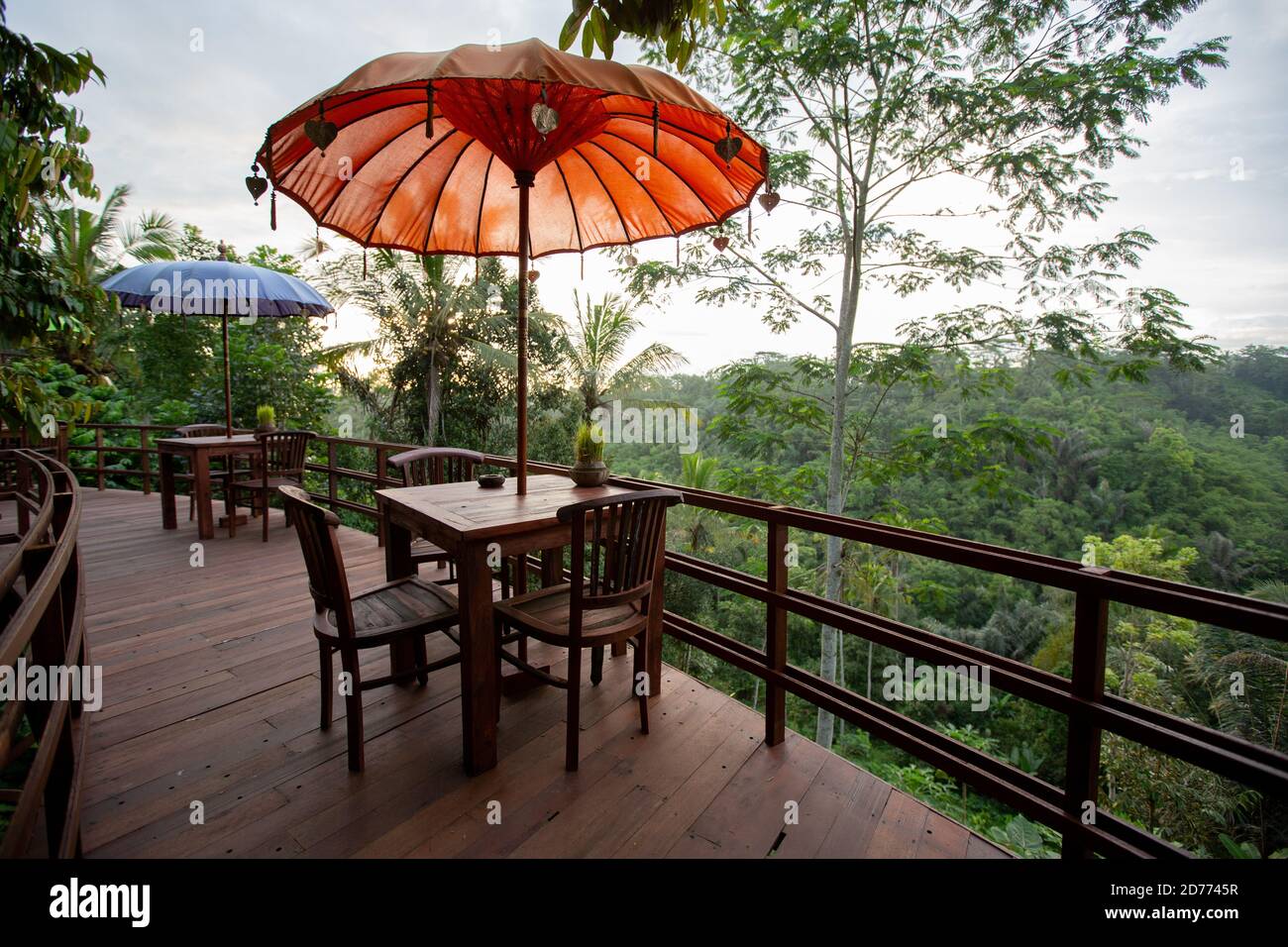 Empty coffee terrace with beatiful view sunset in Bali Stock Photo - Alamy