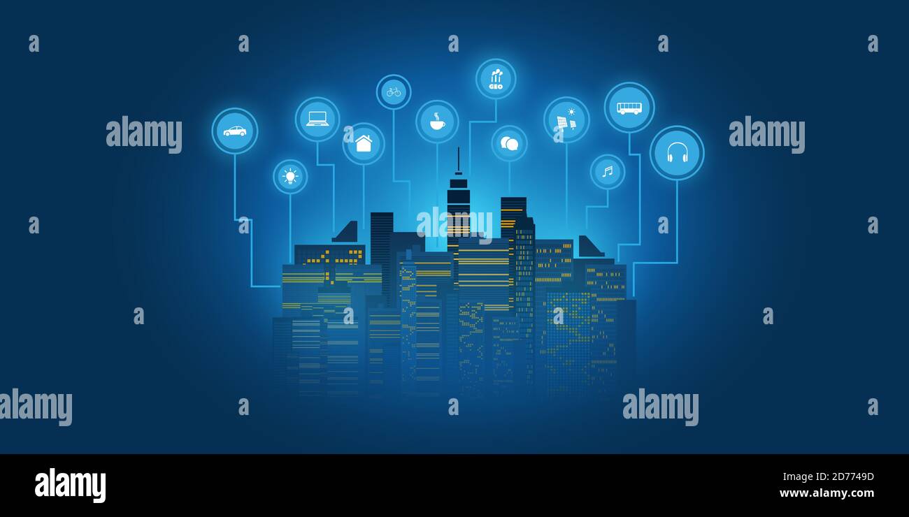 Futuristic Smart City, IoT and Cloud Computing Design Concept with ...