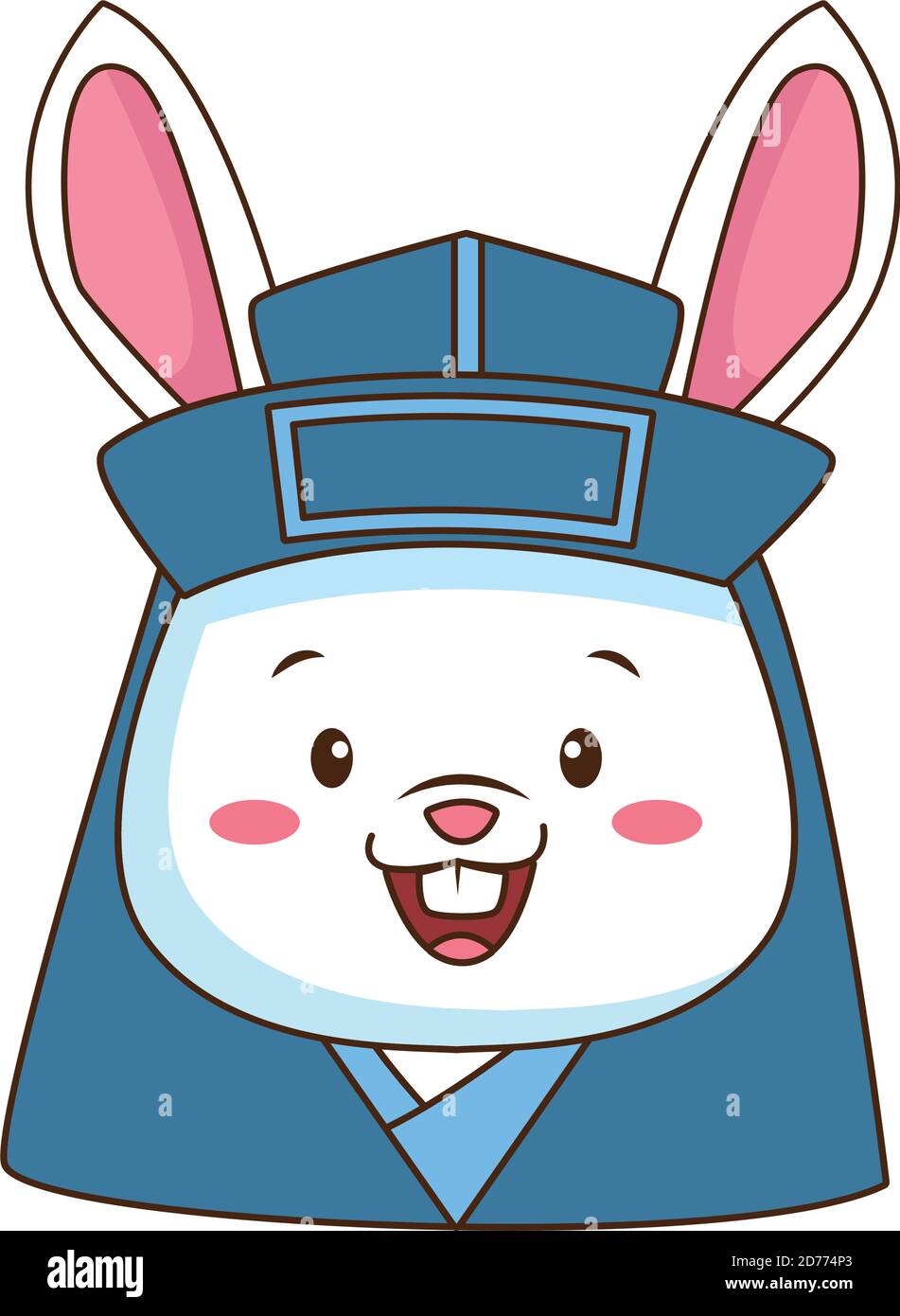 chinese rabbit animal head character vector illustration design Stock ...