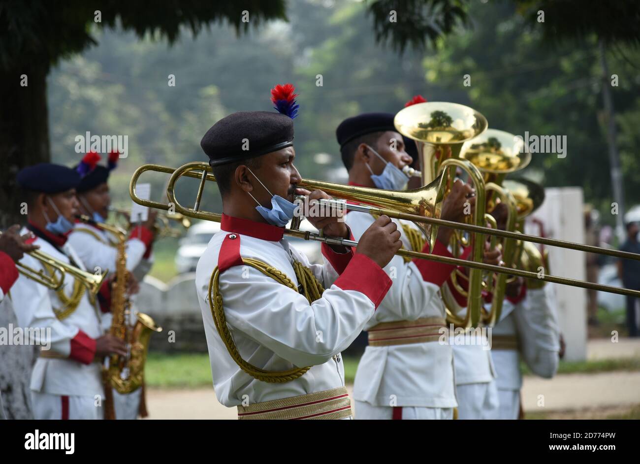 Guwahati, Assam, India. 20th Oct, 2020. Assam Police bands perform ...