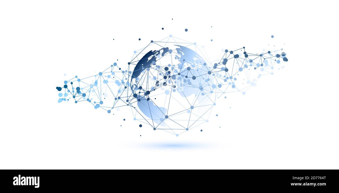 Abstract Blue And White Minimal Style Cloud Computing Networks