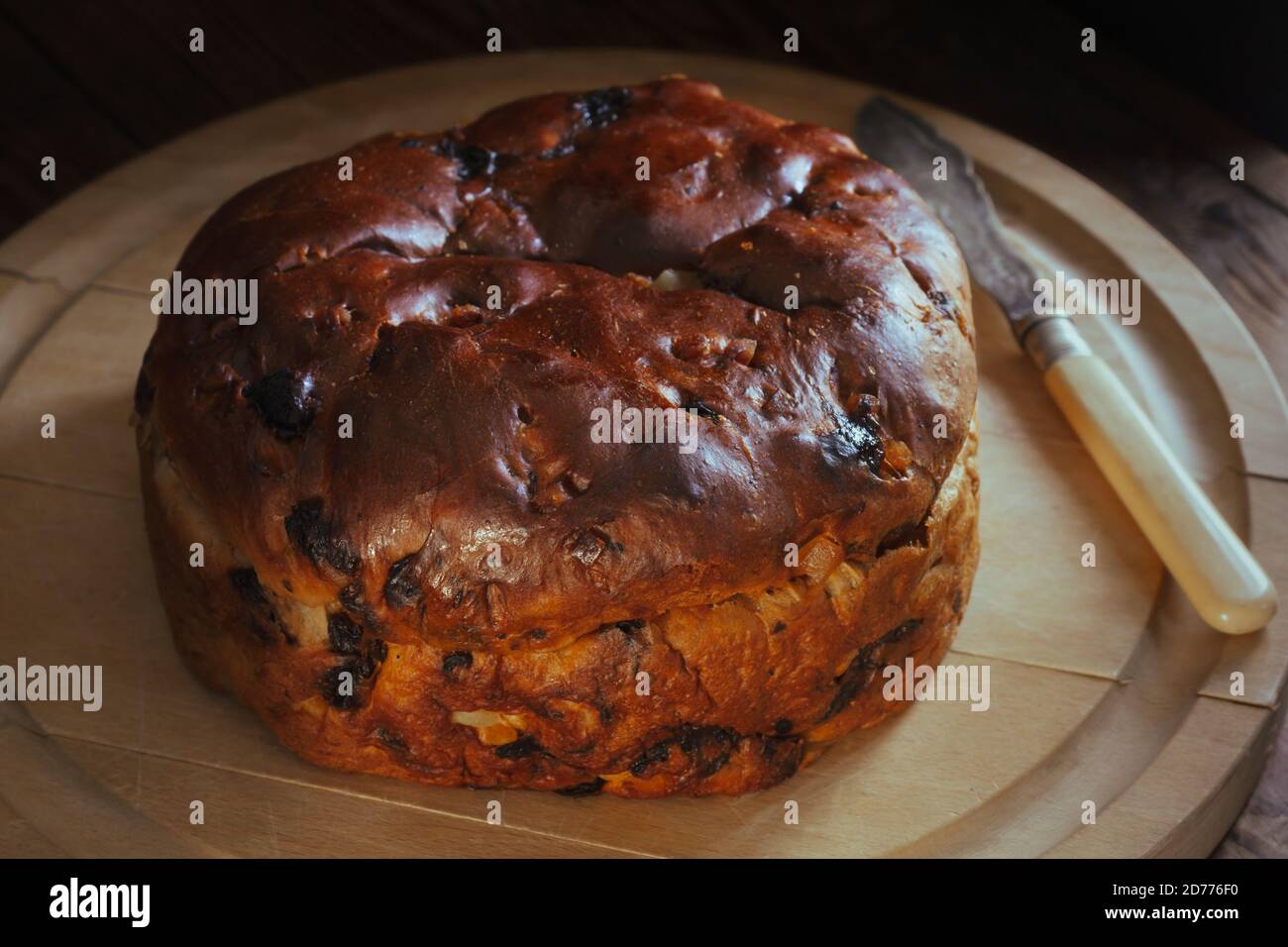 Barmbrack or bairin breac a traditional Irish fruit loaf eaten with ...
