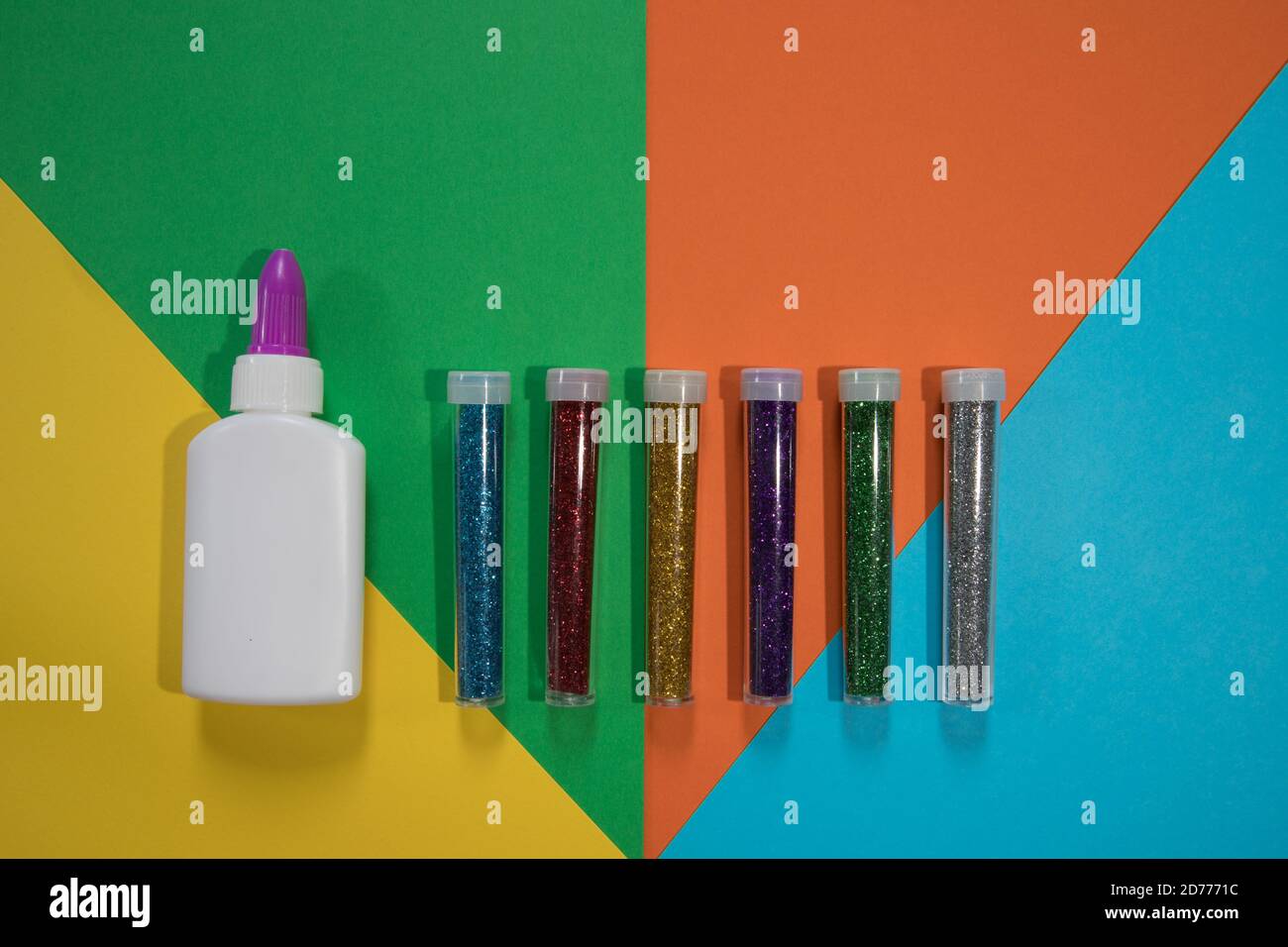 Arts and craft flat lay with craft materials. Back to school background ...