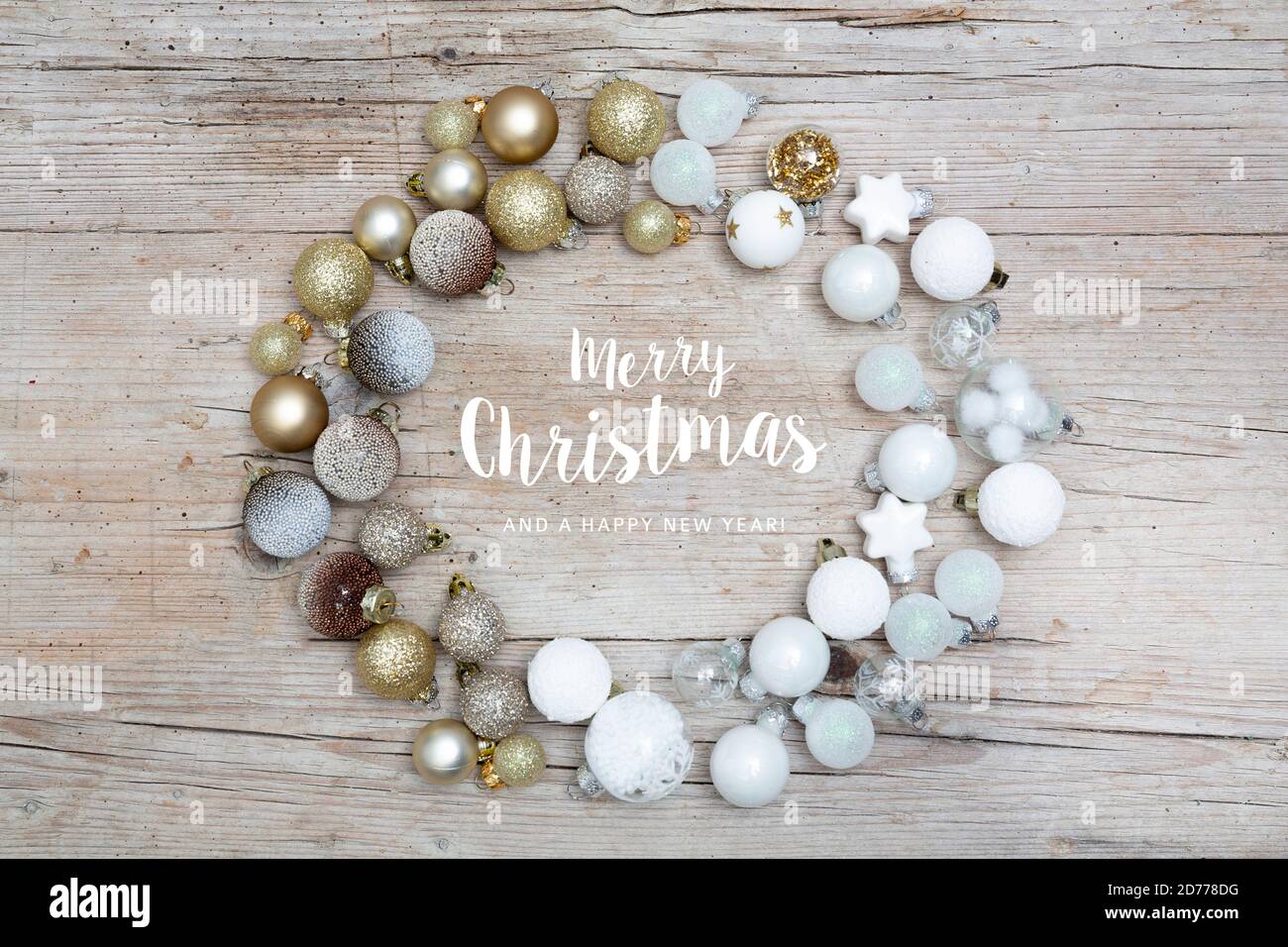 Christmas background with different decorations with writing Stock ...