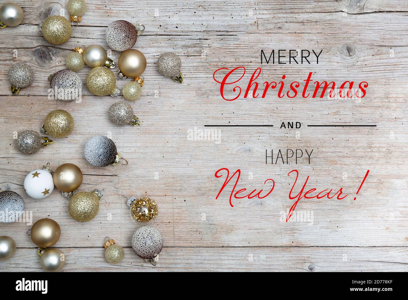 Christmas background with different decorations with writing Stock ...