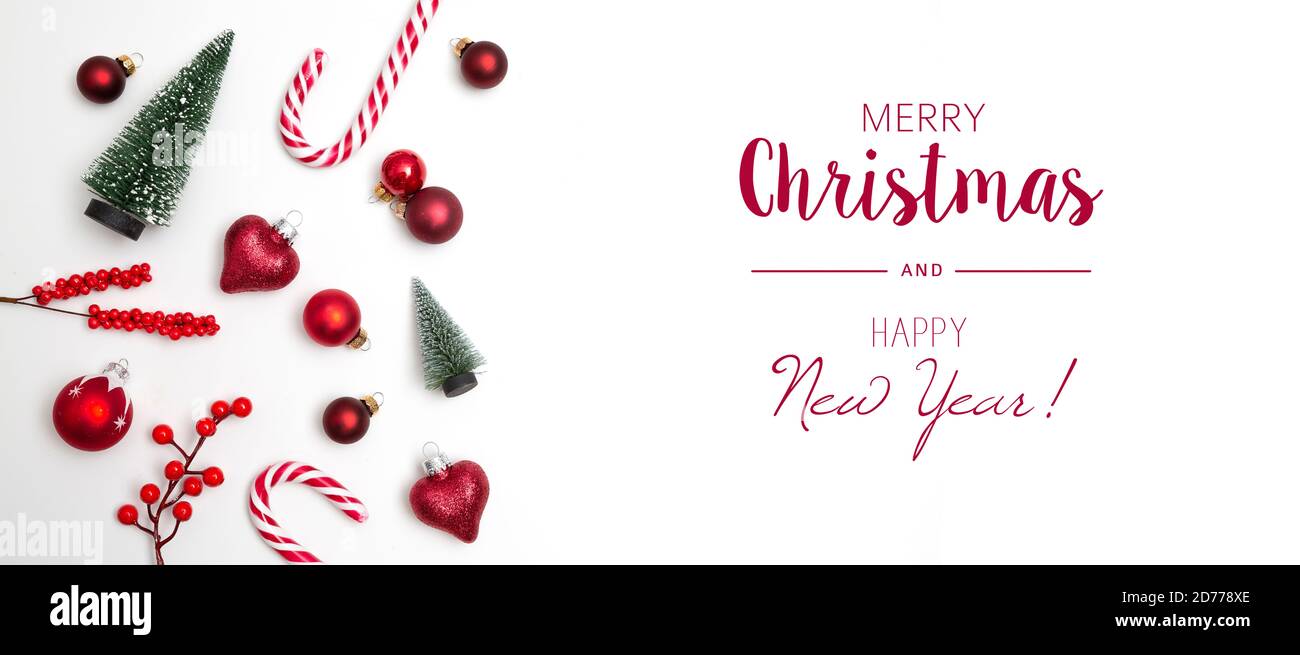 Christmas background with different decorations with writing Stock ...