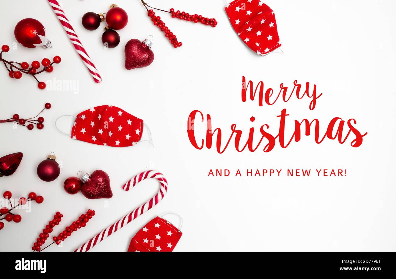 Christmas background with different decorations with writing Stock ...