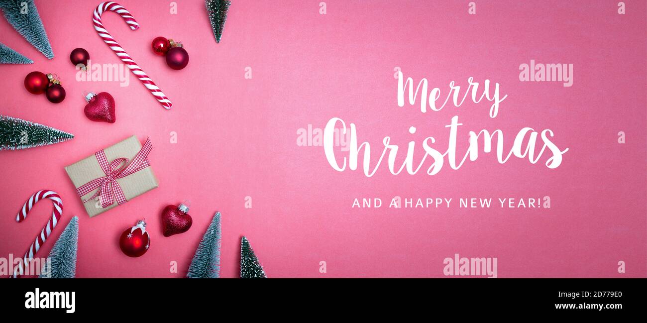 Christmas background with different decorations with writing Stock ...