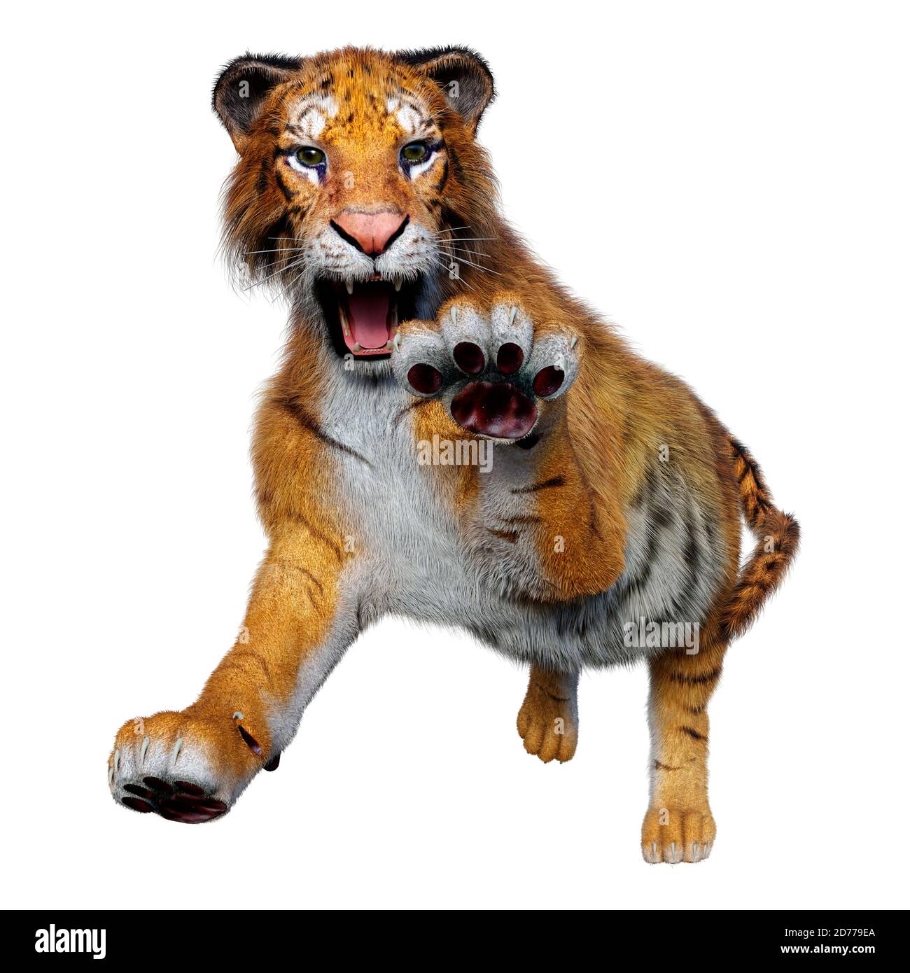 3D rendering of a big cat tiger isolated on white background Stock ...