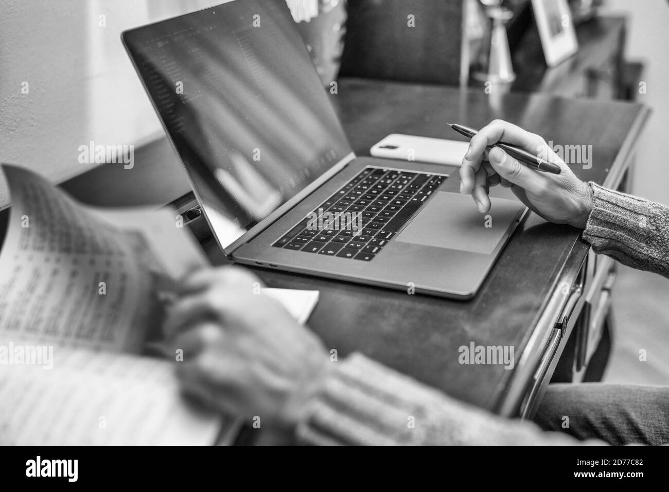 Hand man working laptop Black and White Stock Photos & Images - Alamy