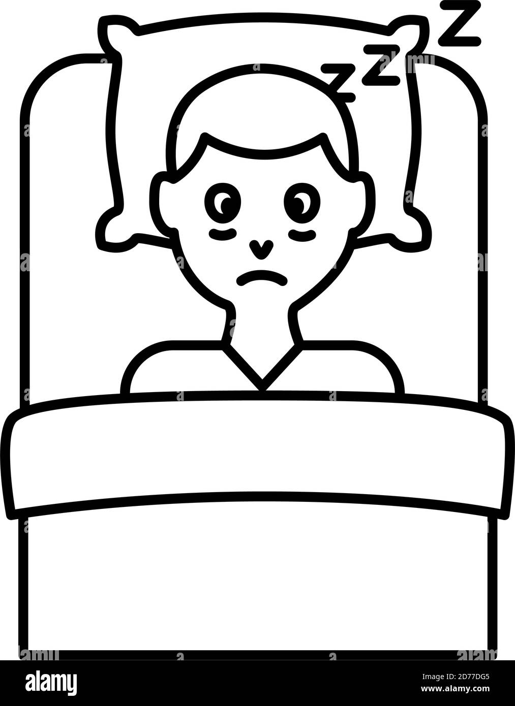 person with insomnia in bed line style vector illustration design Stock ...