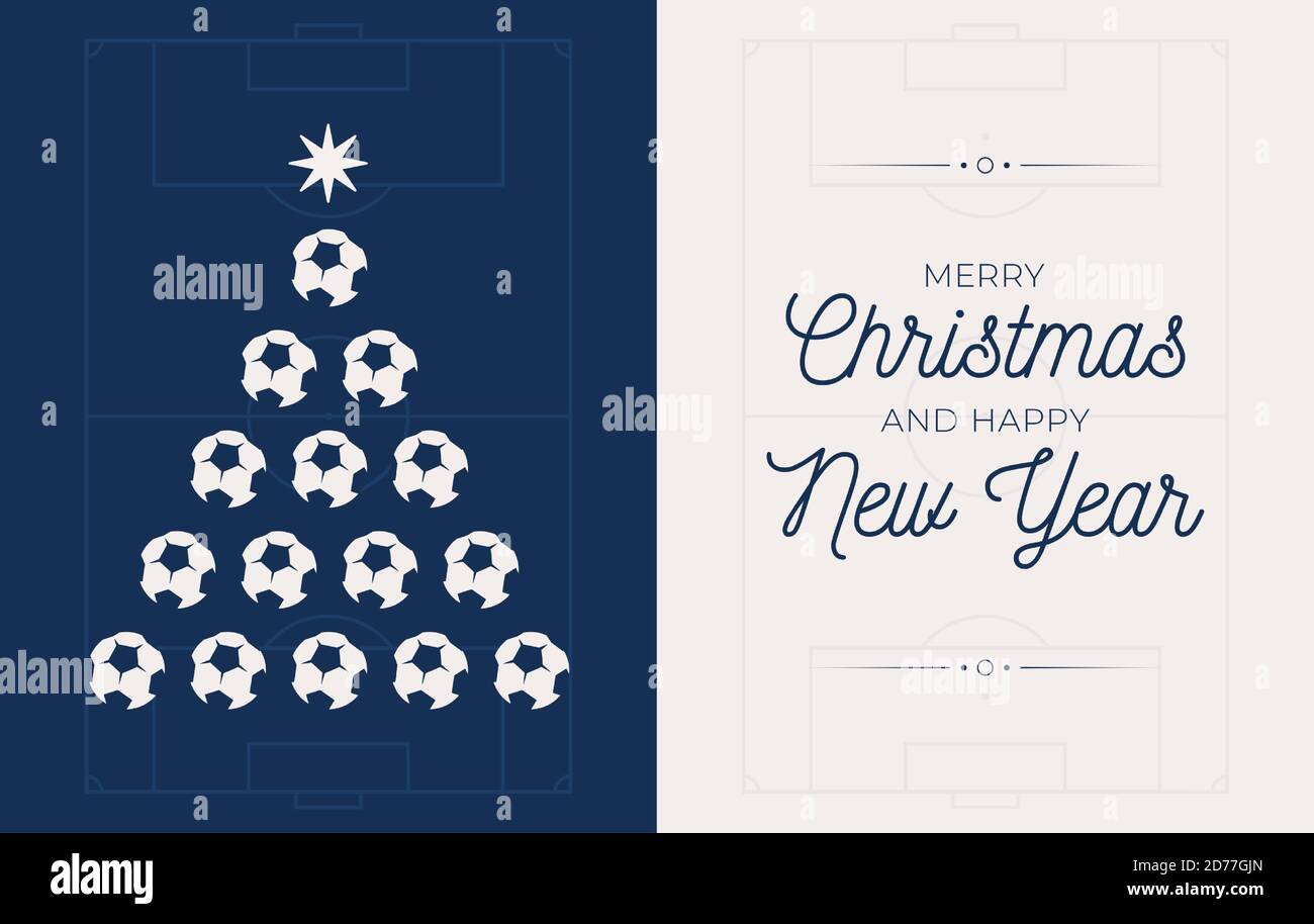 Christmas and new year greeting flat cartoon card. Creative Xmas tree ...