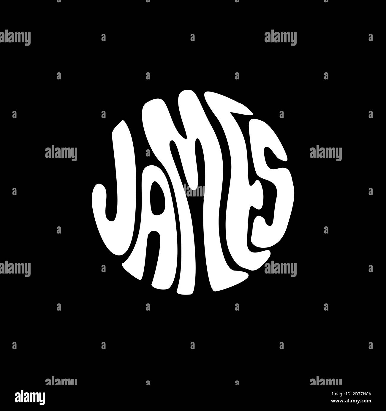 James written in round lettering shape on black background Stock Vector ...