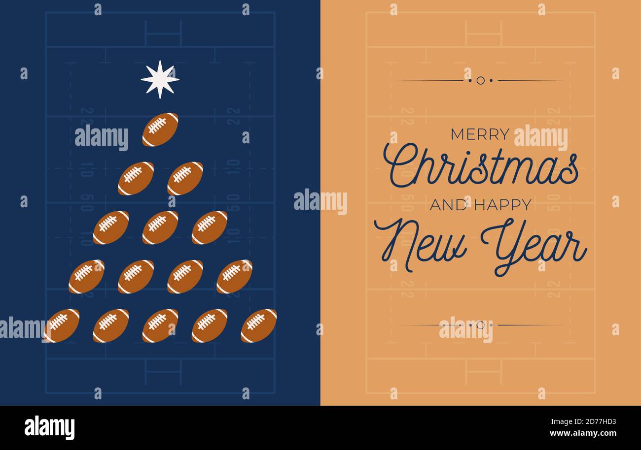 Christmas and new year greeting flat cartoon card. Creative Xmas tree ...