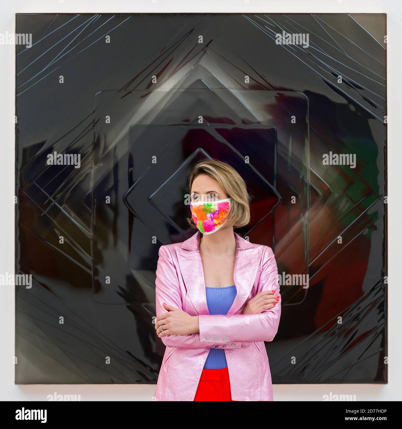 London, UK. 21 October 2020. British artist Nat Bowen poses in front of ...