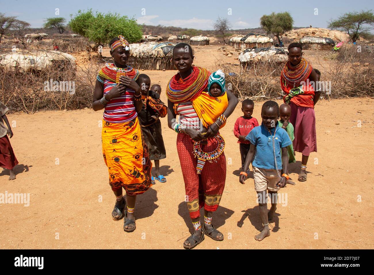 Village of the Samburu tribe. The Samburu are a Nilotic people of north ...
