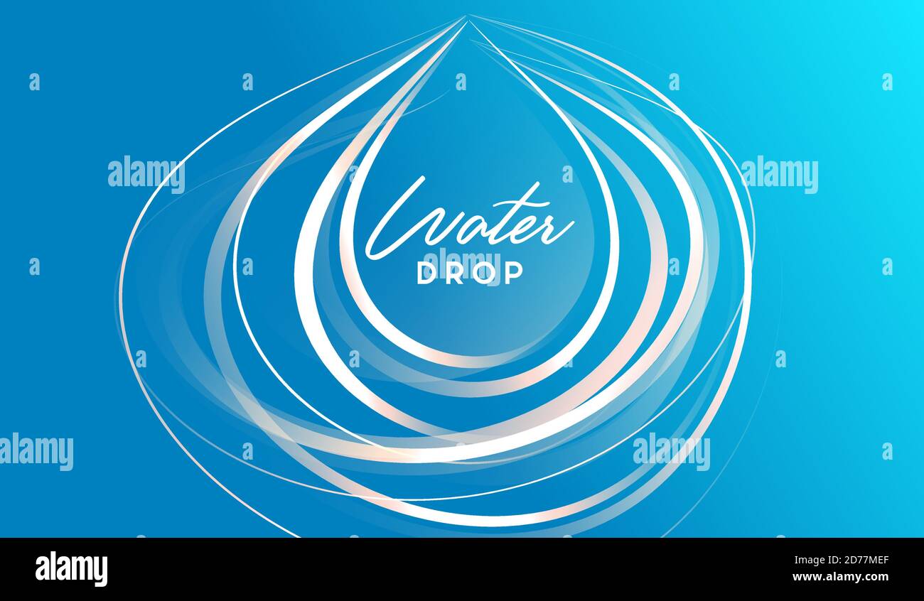 Stylized illustration of water drop made of white line stripes ...