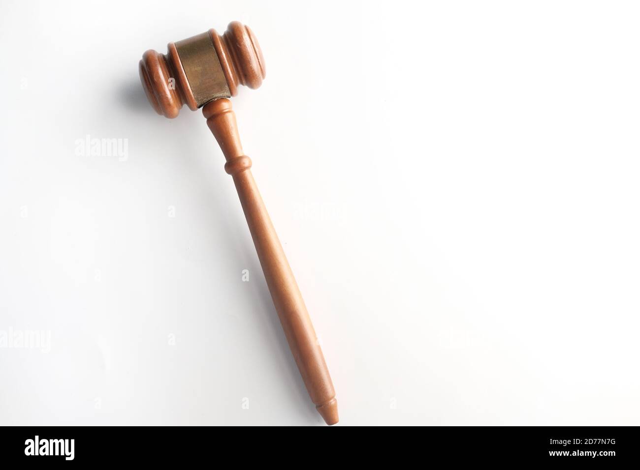 top view of gavel on white background with copy space Stock Photo - Alamy