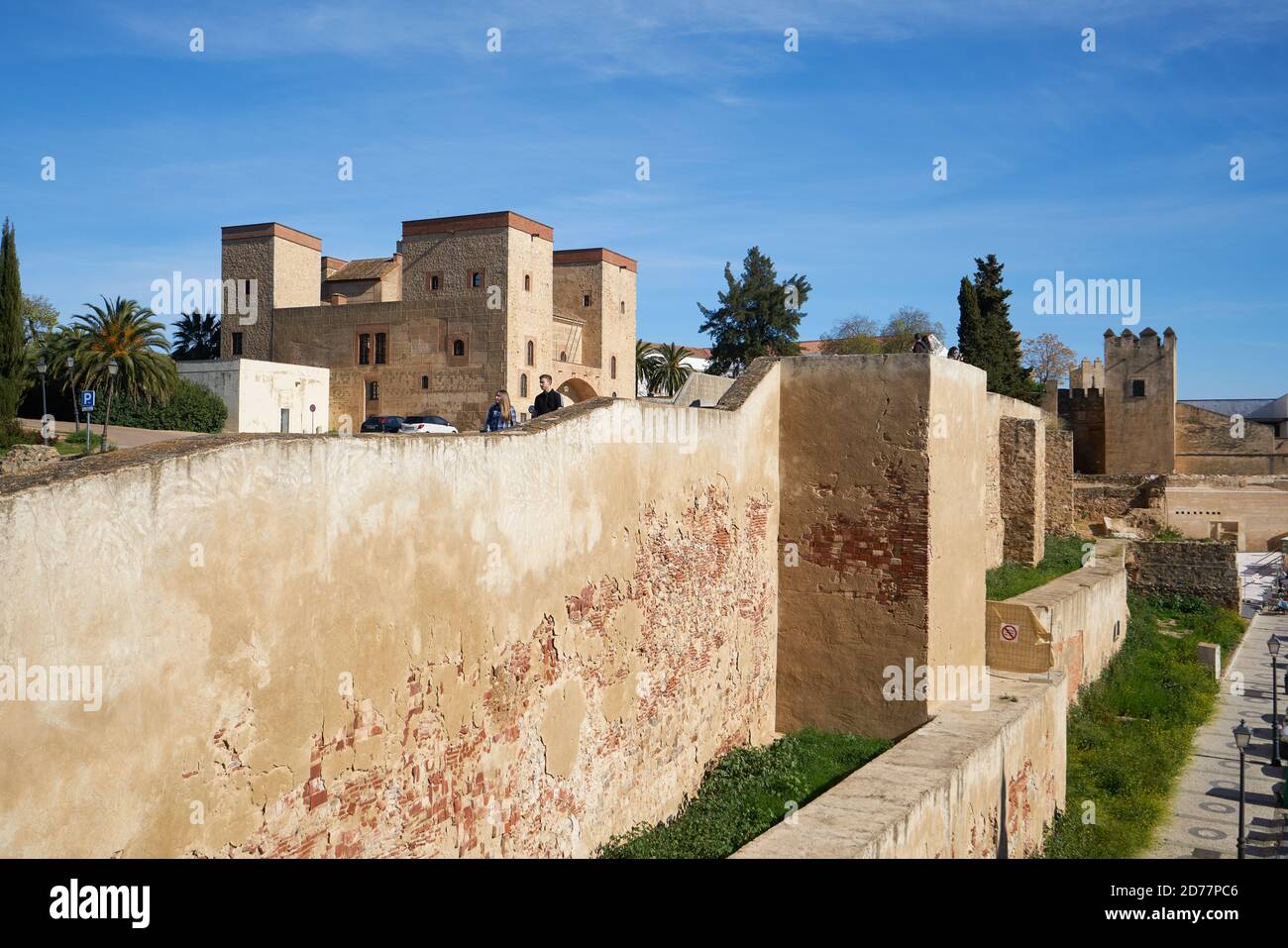 Badajoz beautiful arabic castle with garden in Spain Stock Photo - Alamy