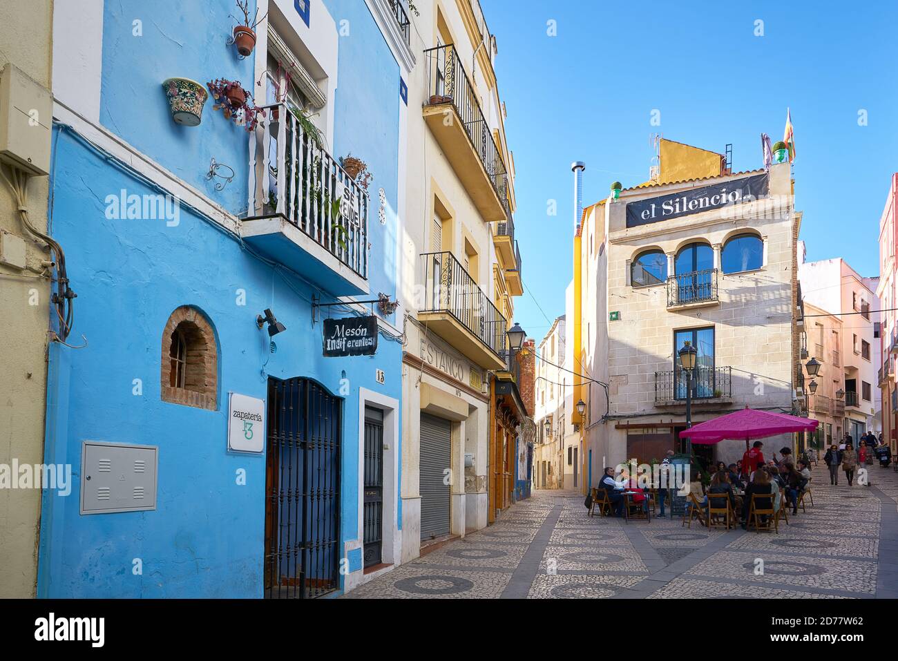 Badajoz beautiful antique street view with traditional colorful ...