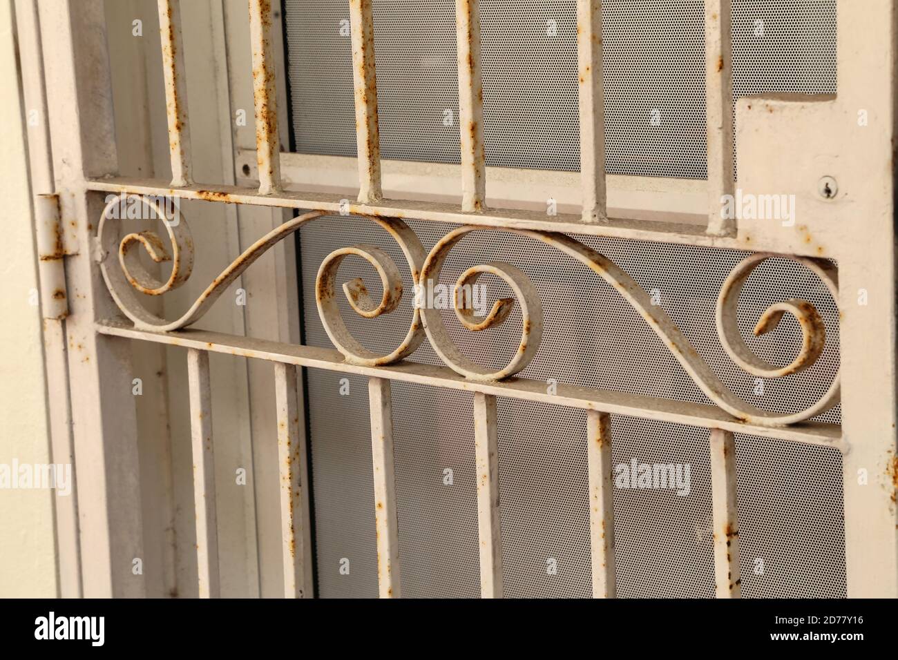 Rusty white metal gate Stock Photo - Alamy