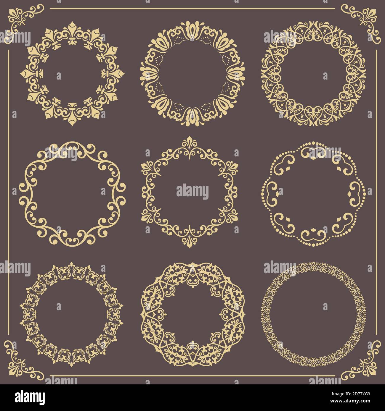 Vintage Set of Round Elements Stock Photo - Alamy