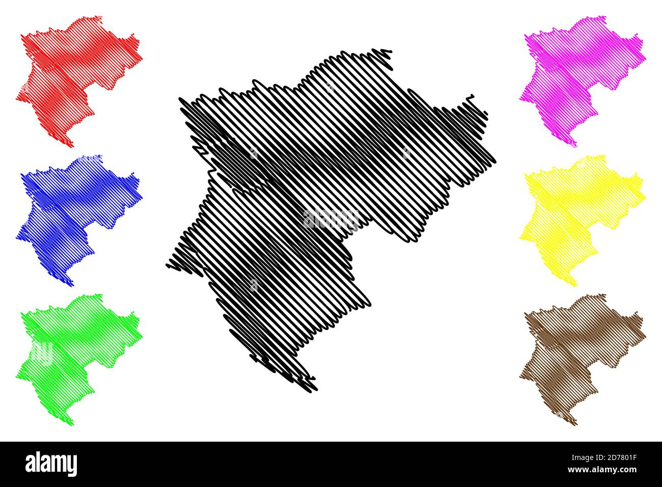 Cayenne City (French Guiana, France) map vector illustration, scribble ...