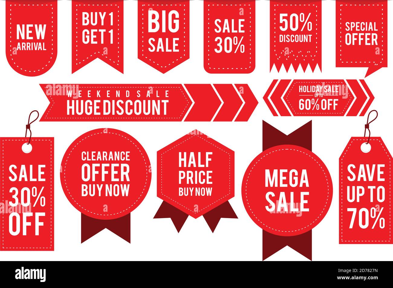 Set ribbon banner and label sticker sale offer and badge tag sale ...