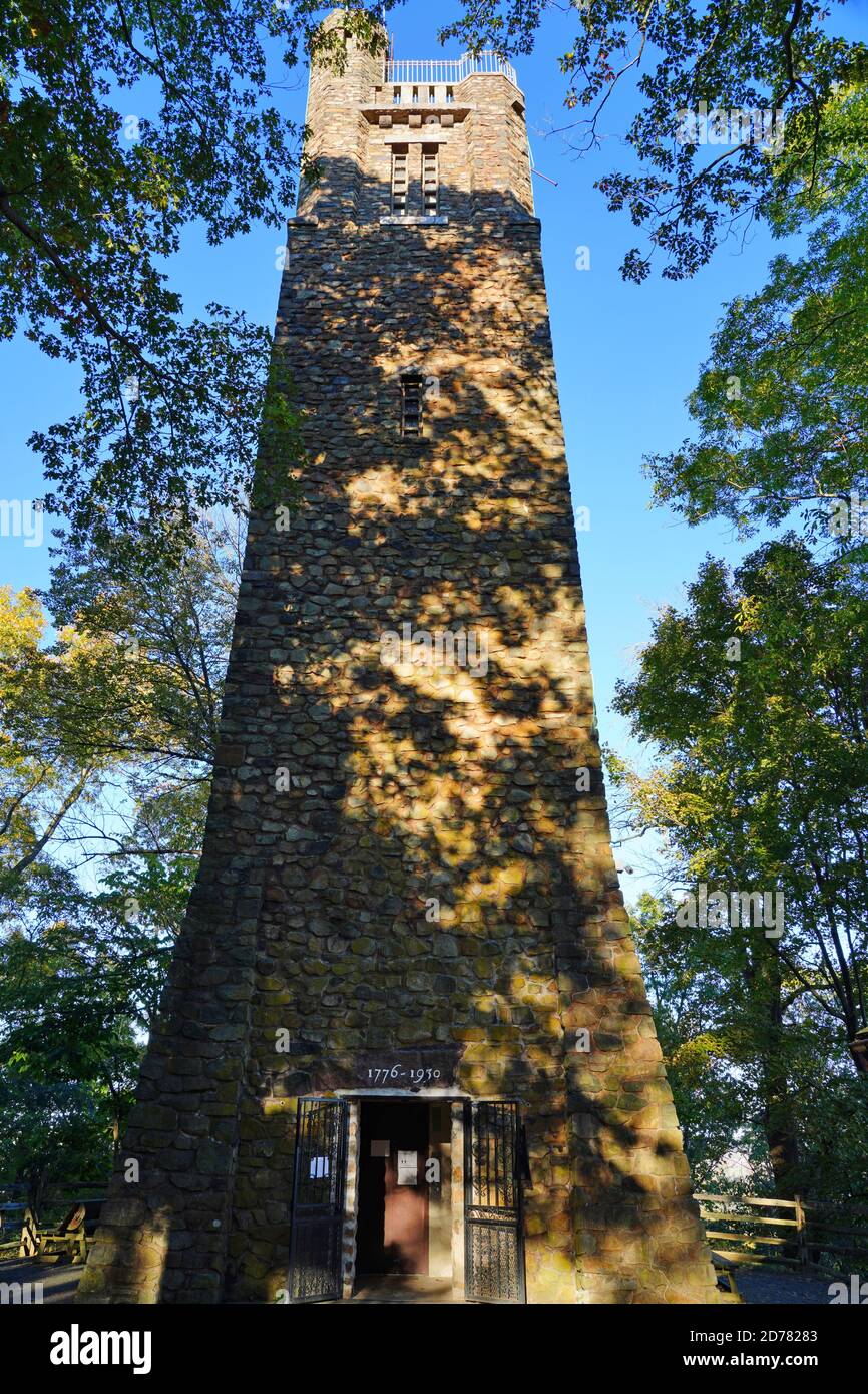 NEW HOPE, PA –17 OCT 2020- View of the historic Bowman’s Hill Tower in ...
