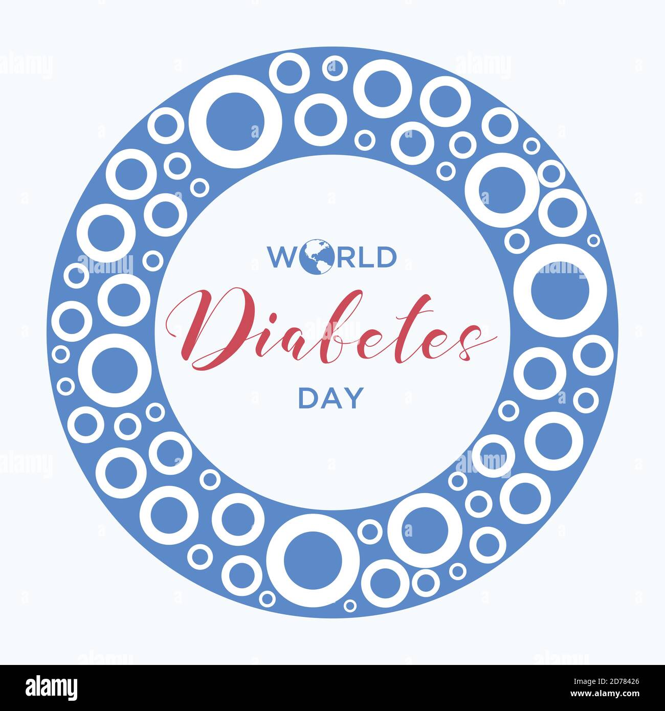 World Diabetes Day greeting card with a Blue circle and world map ...