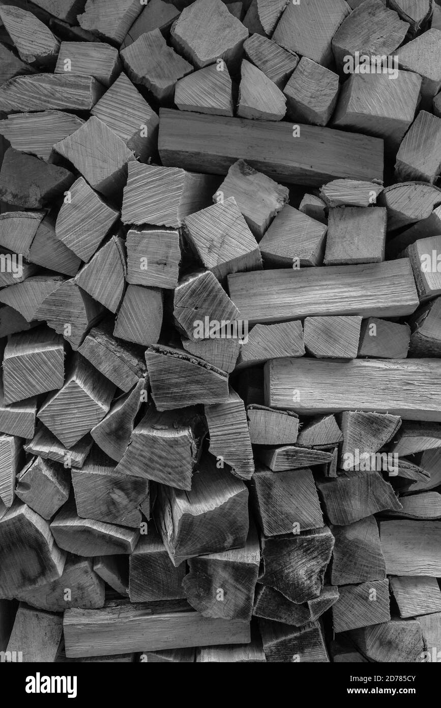 Stack birch wood on Black and White Stock Photos & Images - Alamy