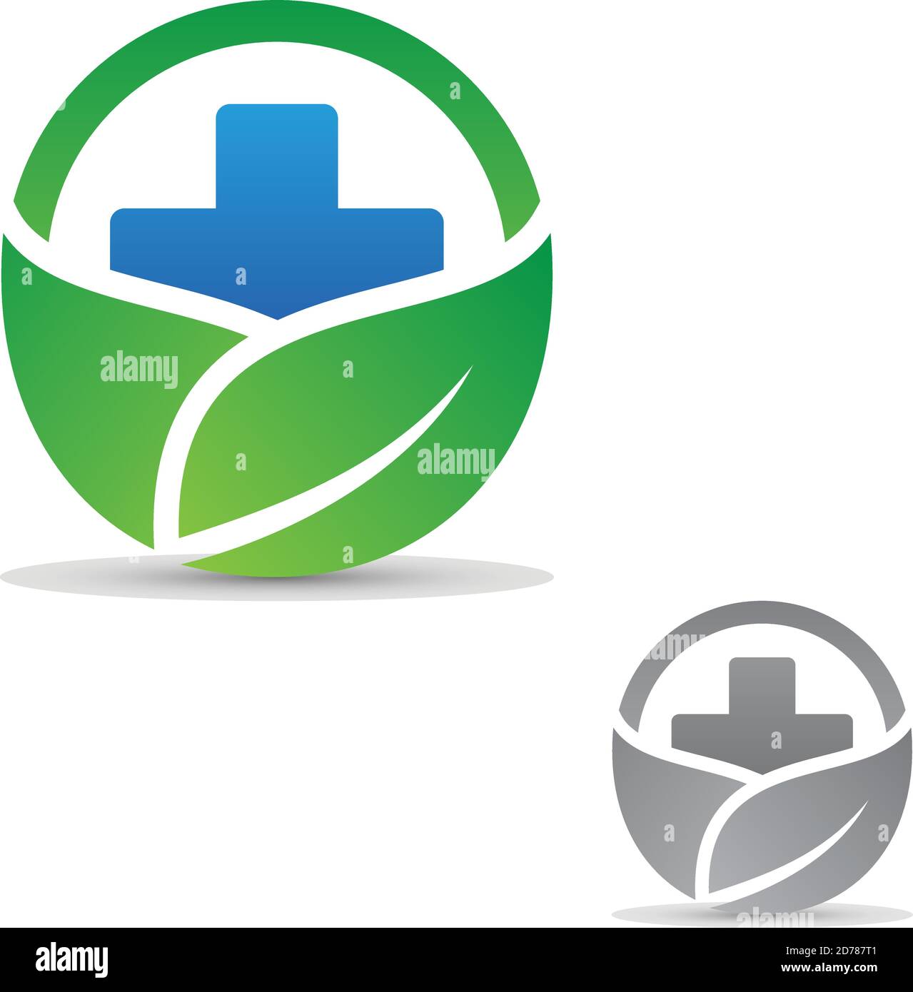 Health cross symbol for medical with leaf on the round shaped. Medical ...