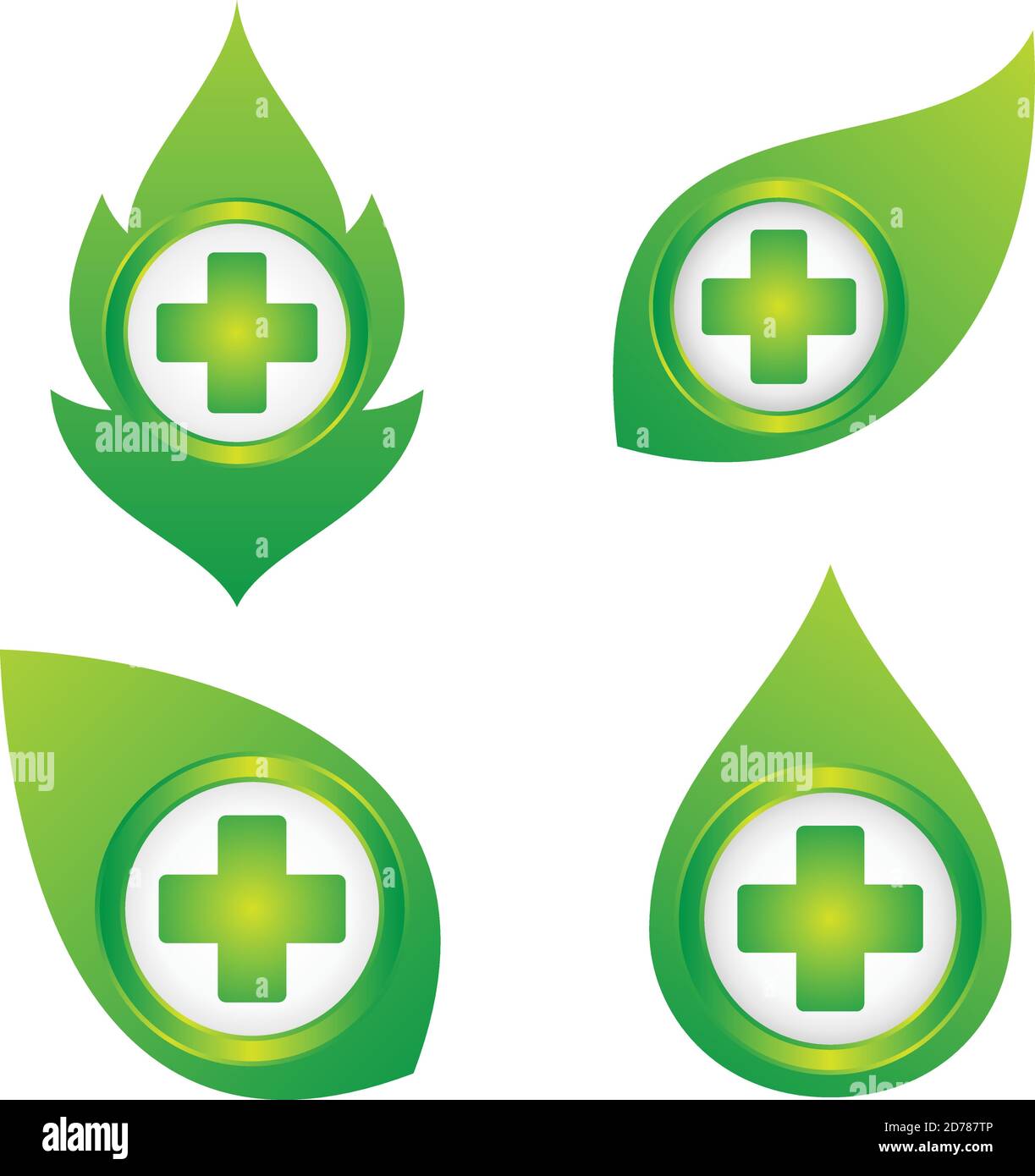 Set health cross for medical symbol with leaf on the white background ...