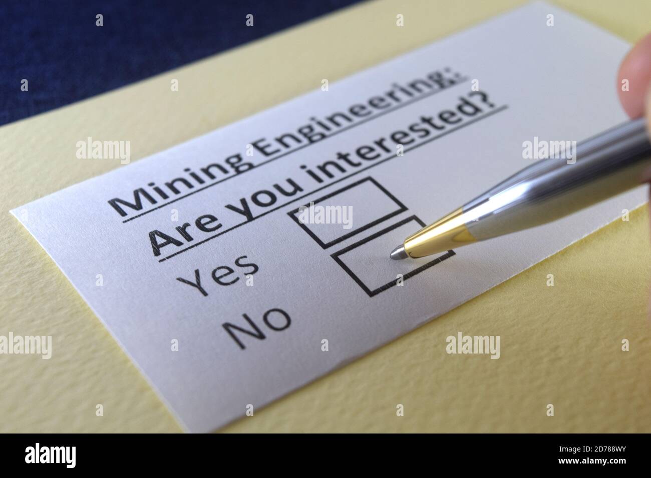 One person is answering question about mining engineering Stock Photo ...