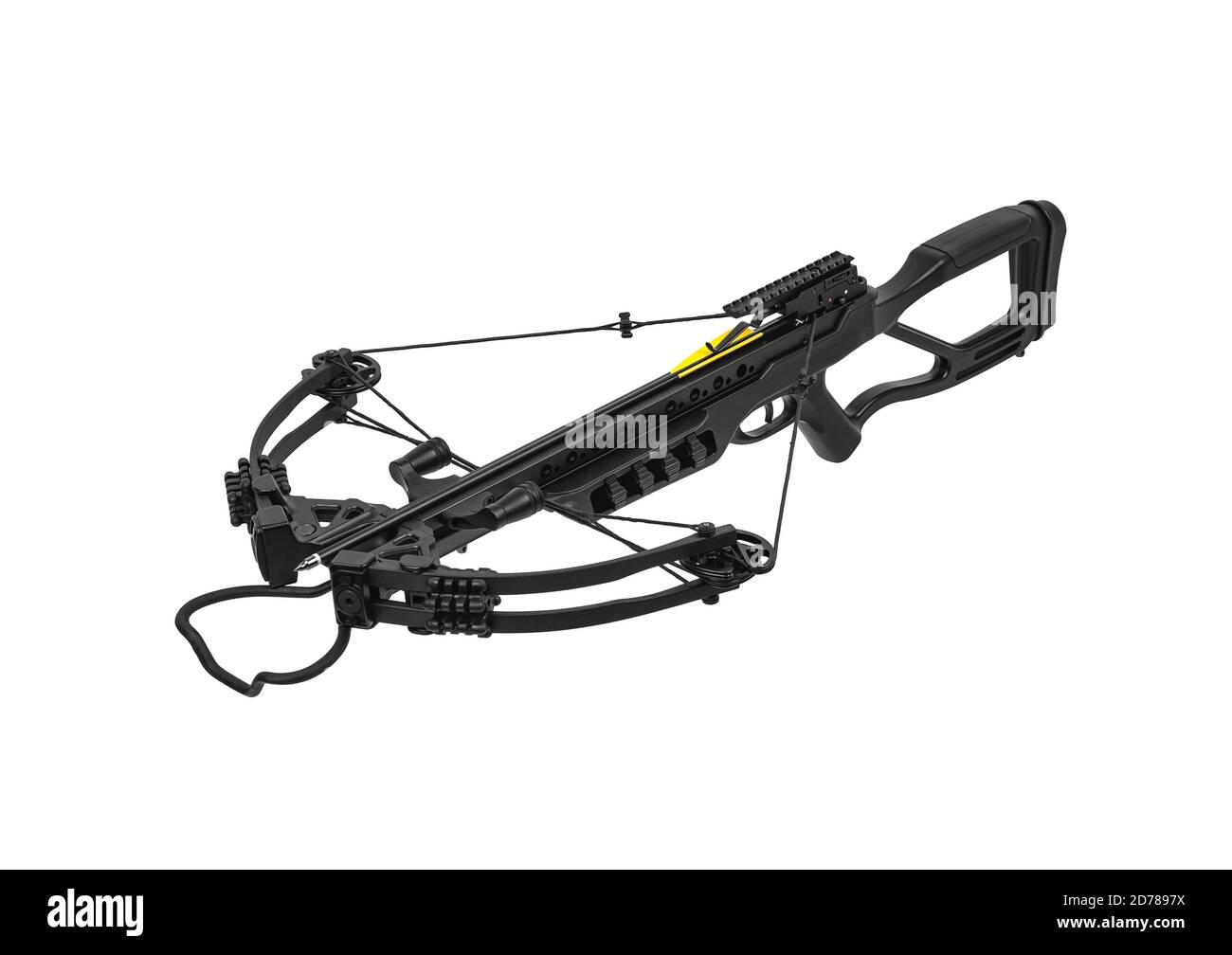 Modern black crossbow isolate on a white background. Quiet weapon for ...