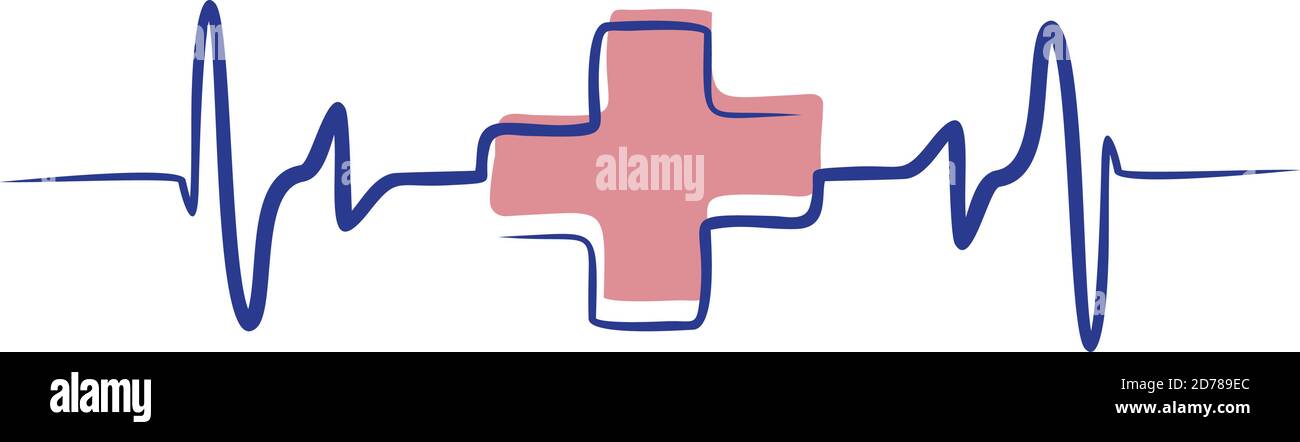 Monitor pulse line art icon. Breathing and alive sign. Red Medic blood ...