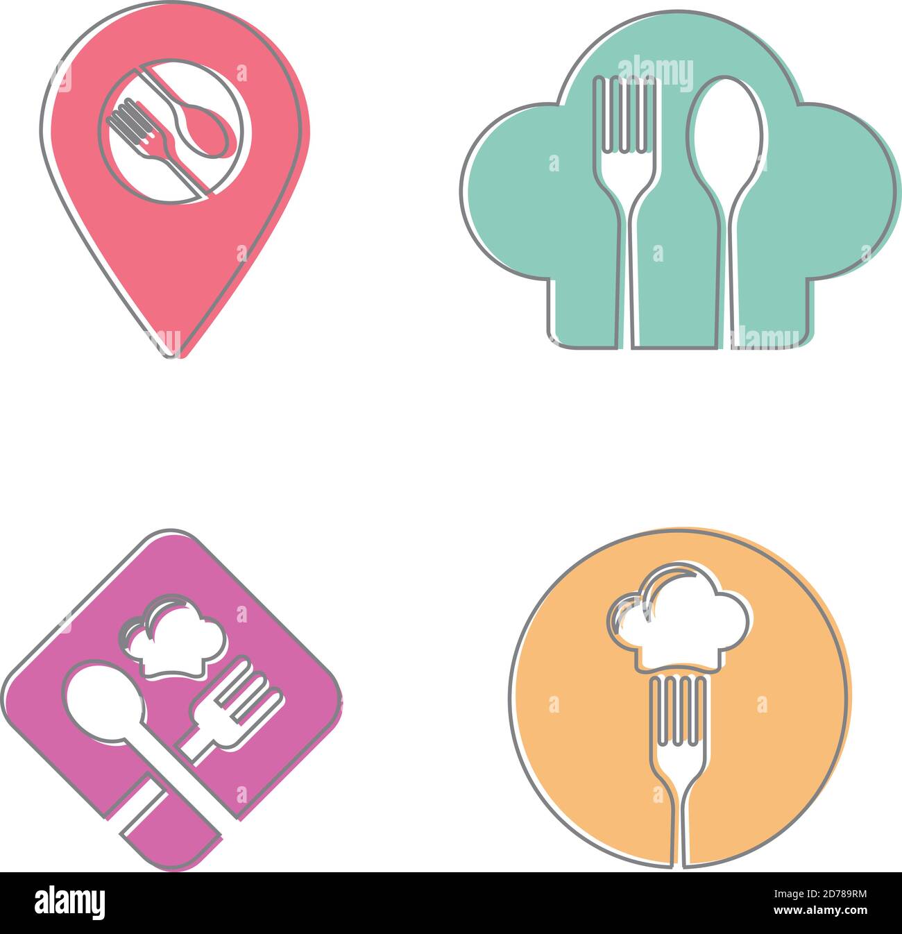 Set of colorful vector design template for restaurant on the white ...