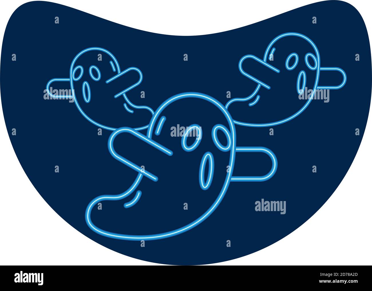 halloween ghosts floating style neon icons vector illustration design ...