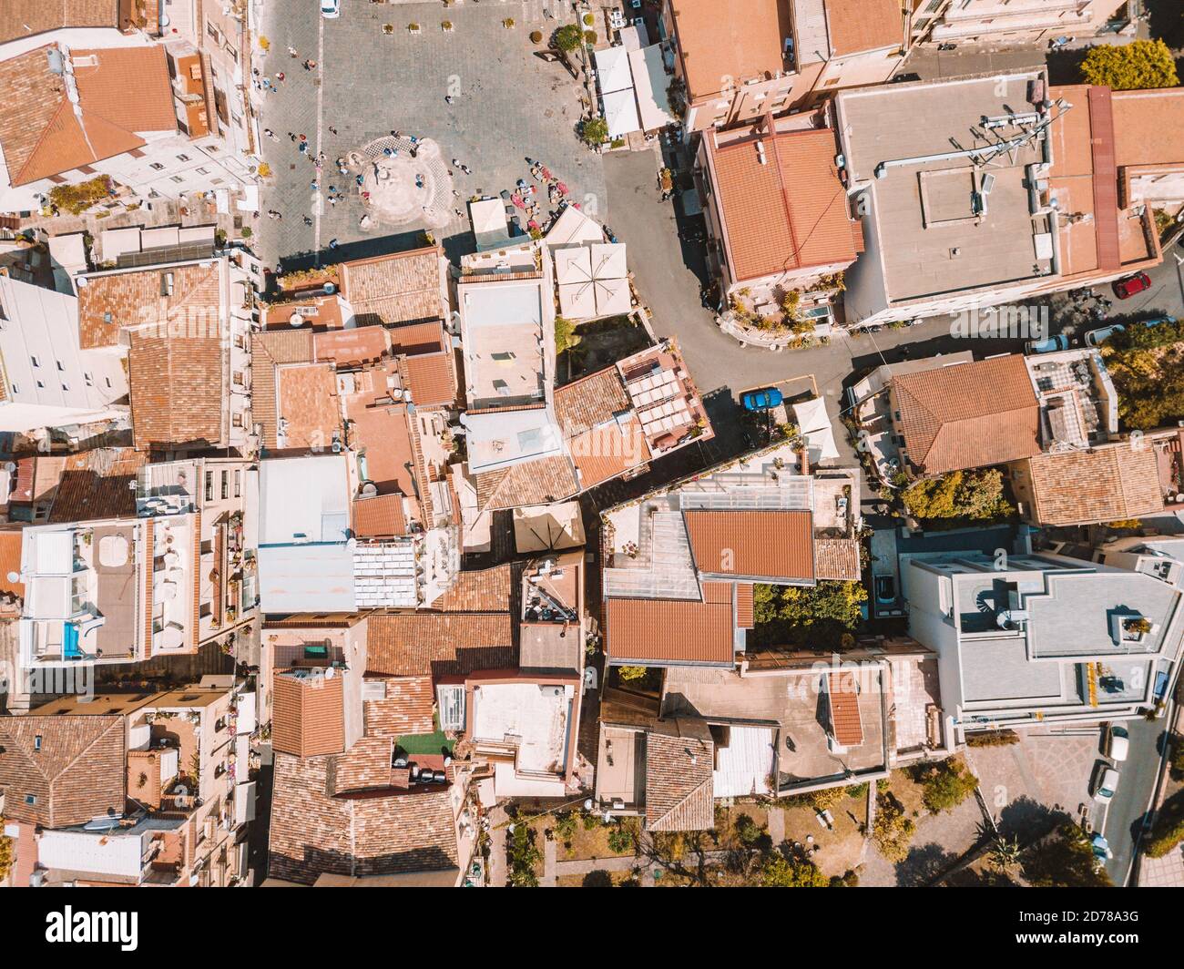 Aerial shot of red roof buildings in Taormina Stock Photo - Alamy